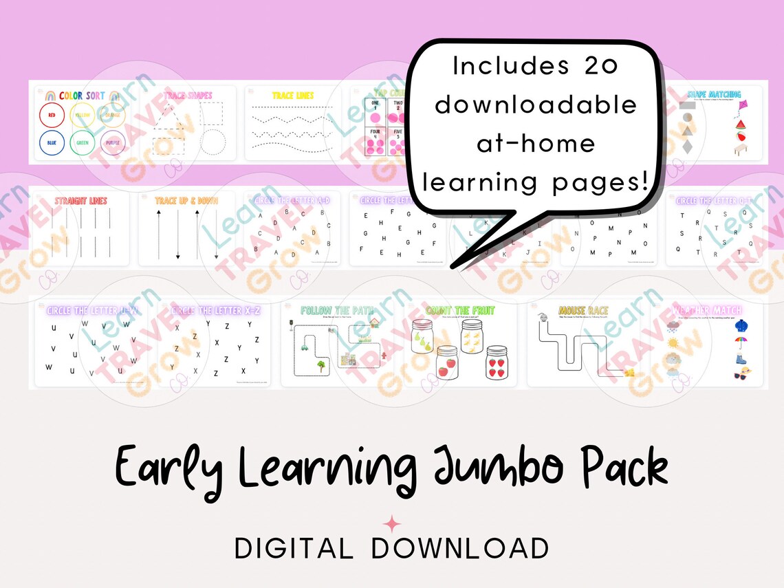 Preschool and Early Learner Worksheet Jumbo Pack Printable Digital ...