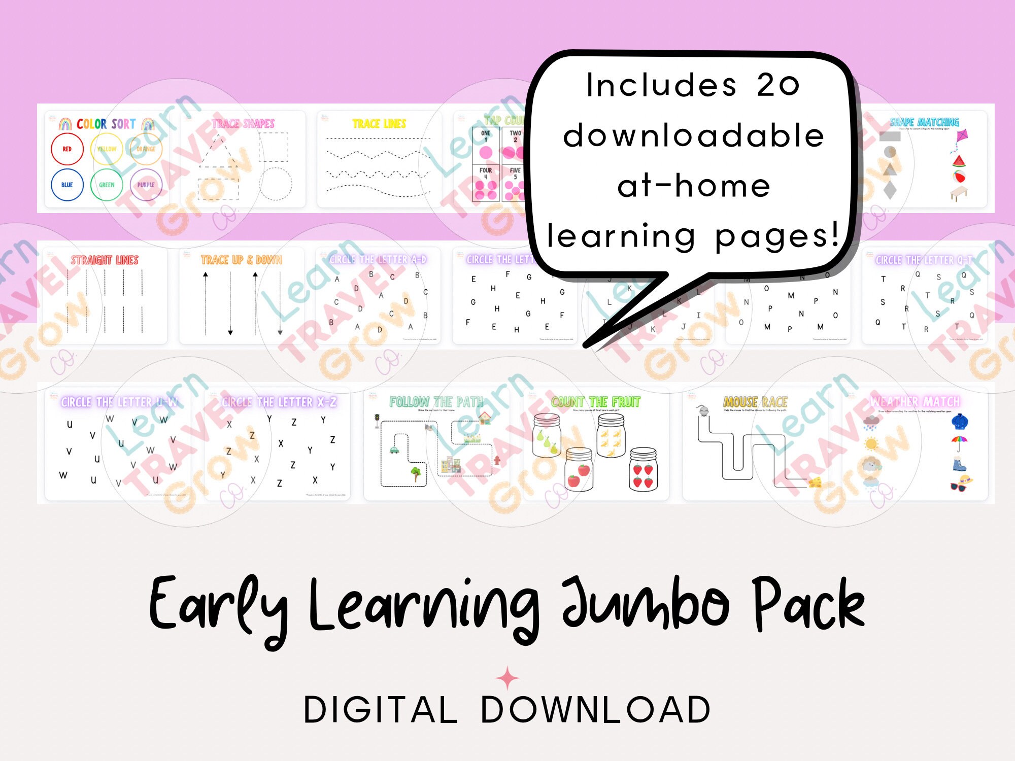 Preschool and Early Learner Worksheet Jumbo Pack Printable Digital ...