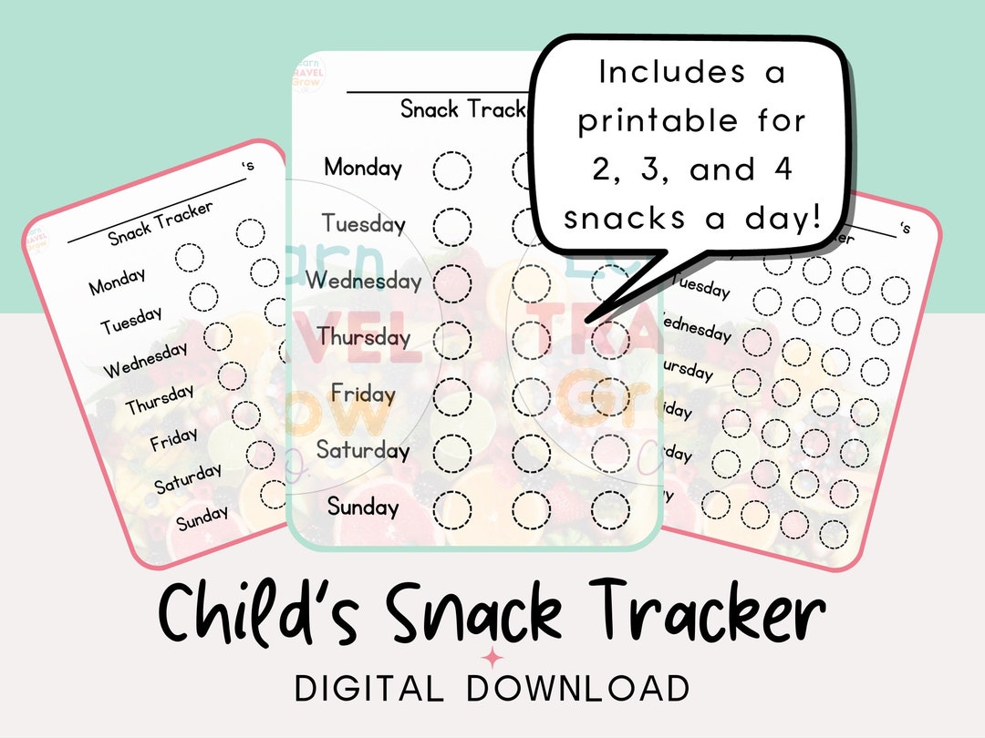 Child's Snack Tracker - Printable Digital Download - Etsy