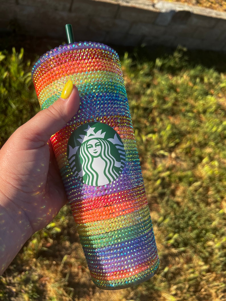 Rainbow Pride Rhinestone Starbucks Cup - Etsy