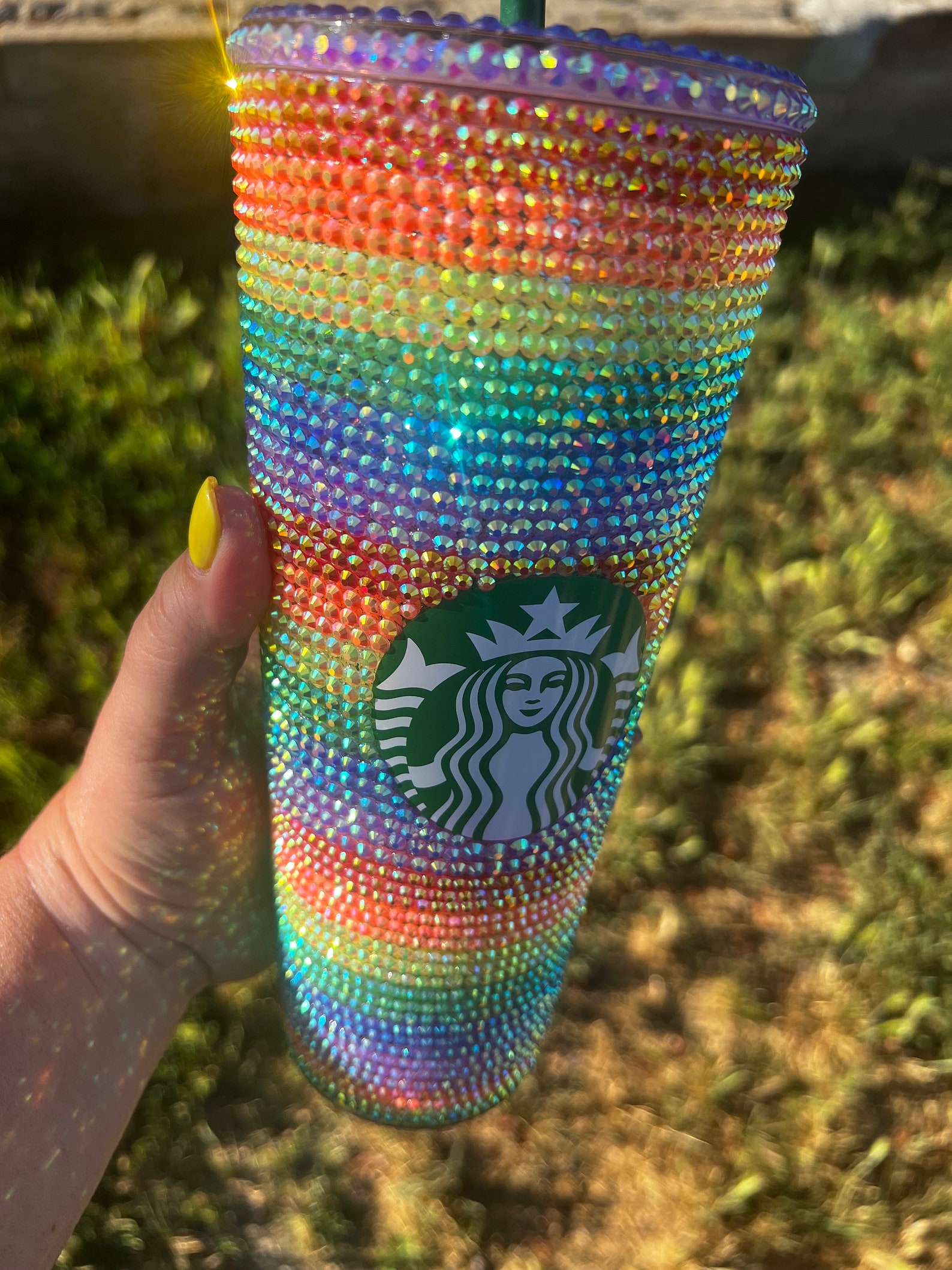Rainbow Pride Rhinestone Starbucks Cup - Etsy