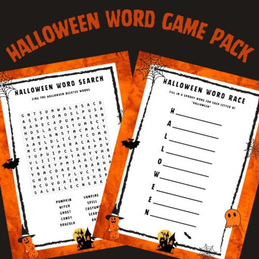 Halloween Word Game Activity Pack - Etsy
