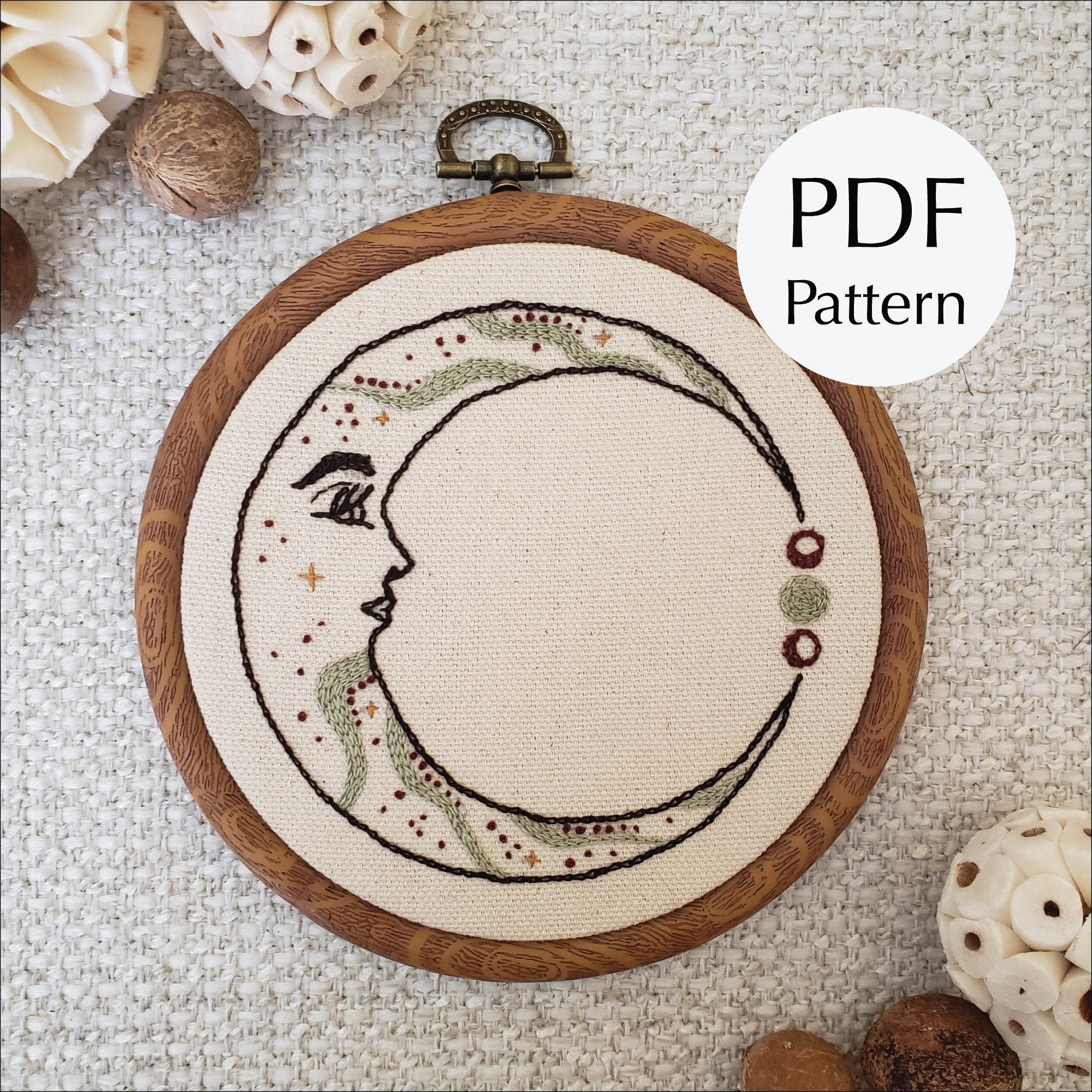 Mystic Moon PDF Pattern Hand Embroidery Modern Design - Etsy Canada