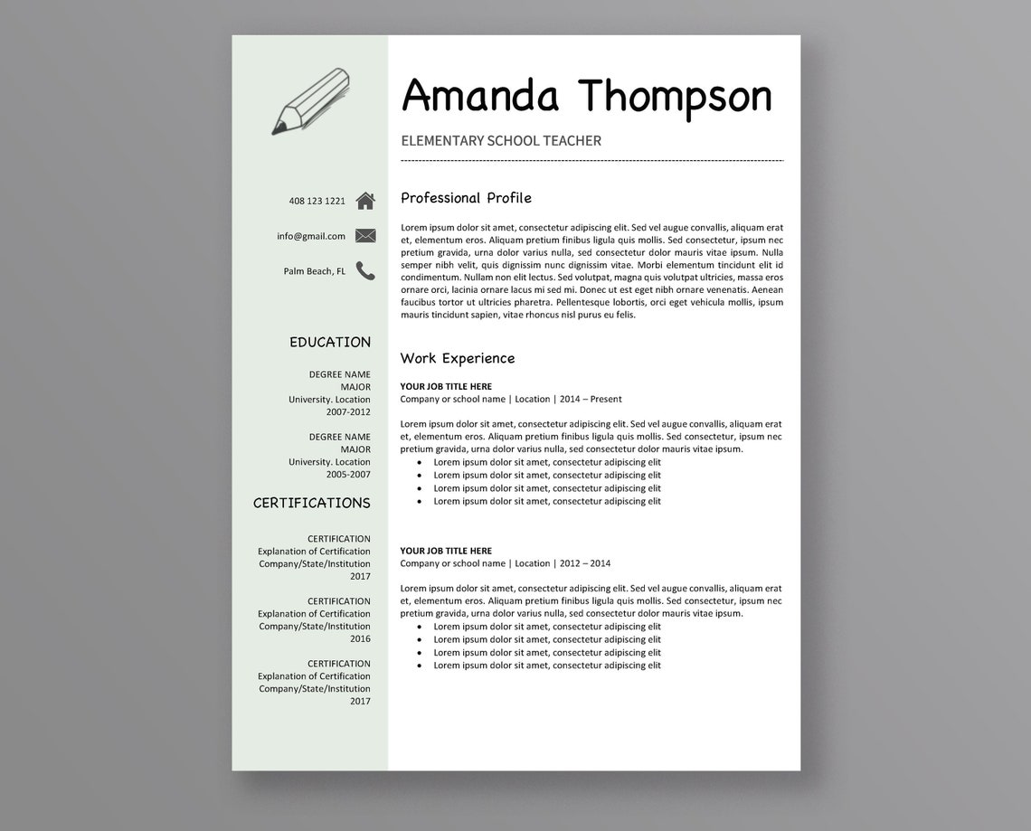 Teacher Resume Template | Modern Resume Template | Professional Resume ...