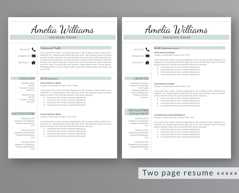 Teacher Resume Template | Modern Resume Template | Professional Resume ...