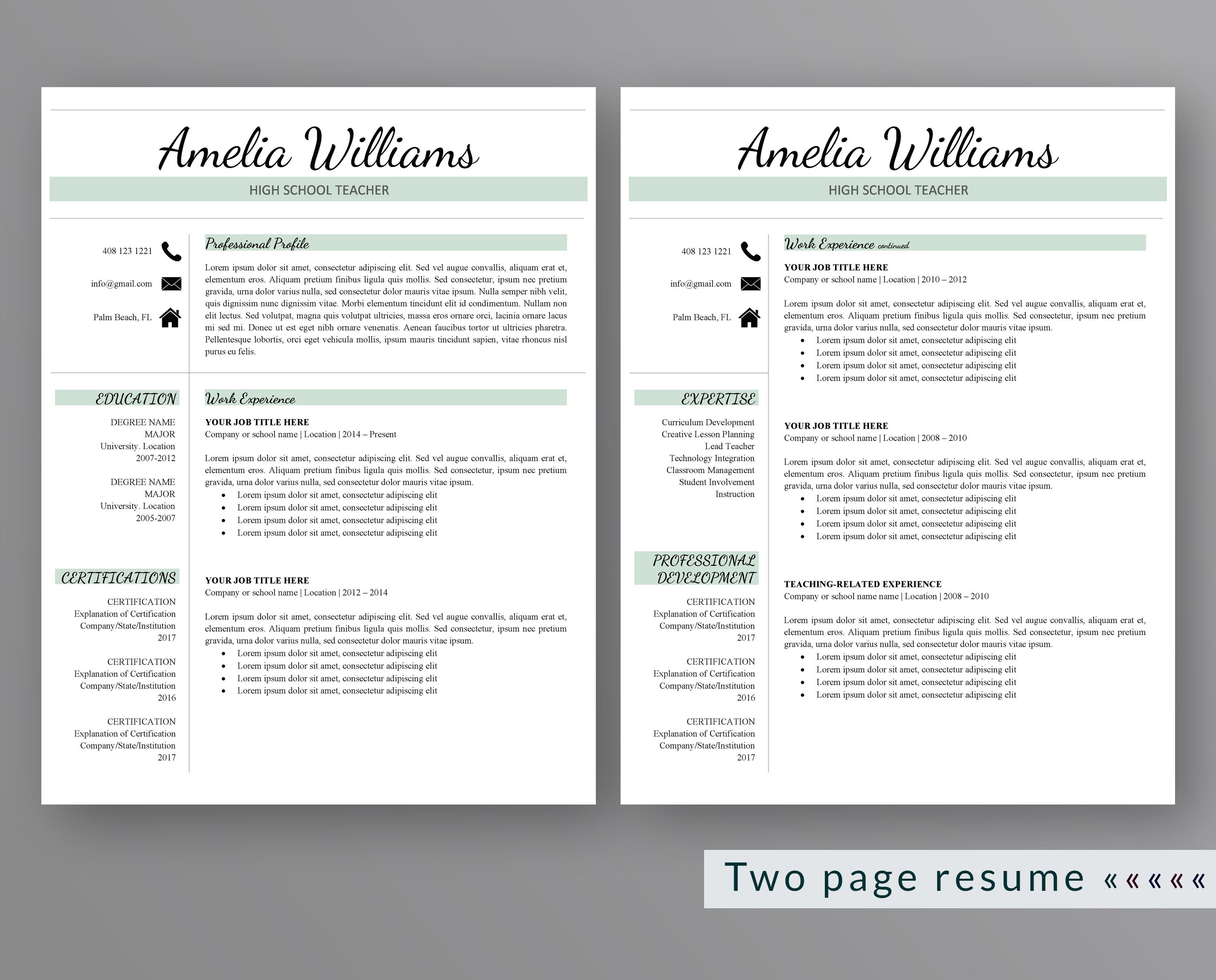 Teacher Resume Template | Modern Resume Template | Professional Resume ...