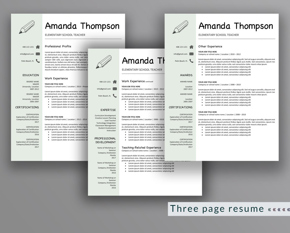 Teacher Resume Template Modern Resume Template Professional Resume ...