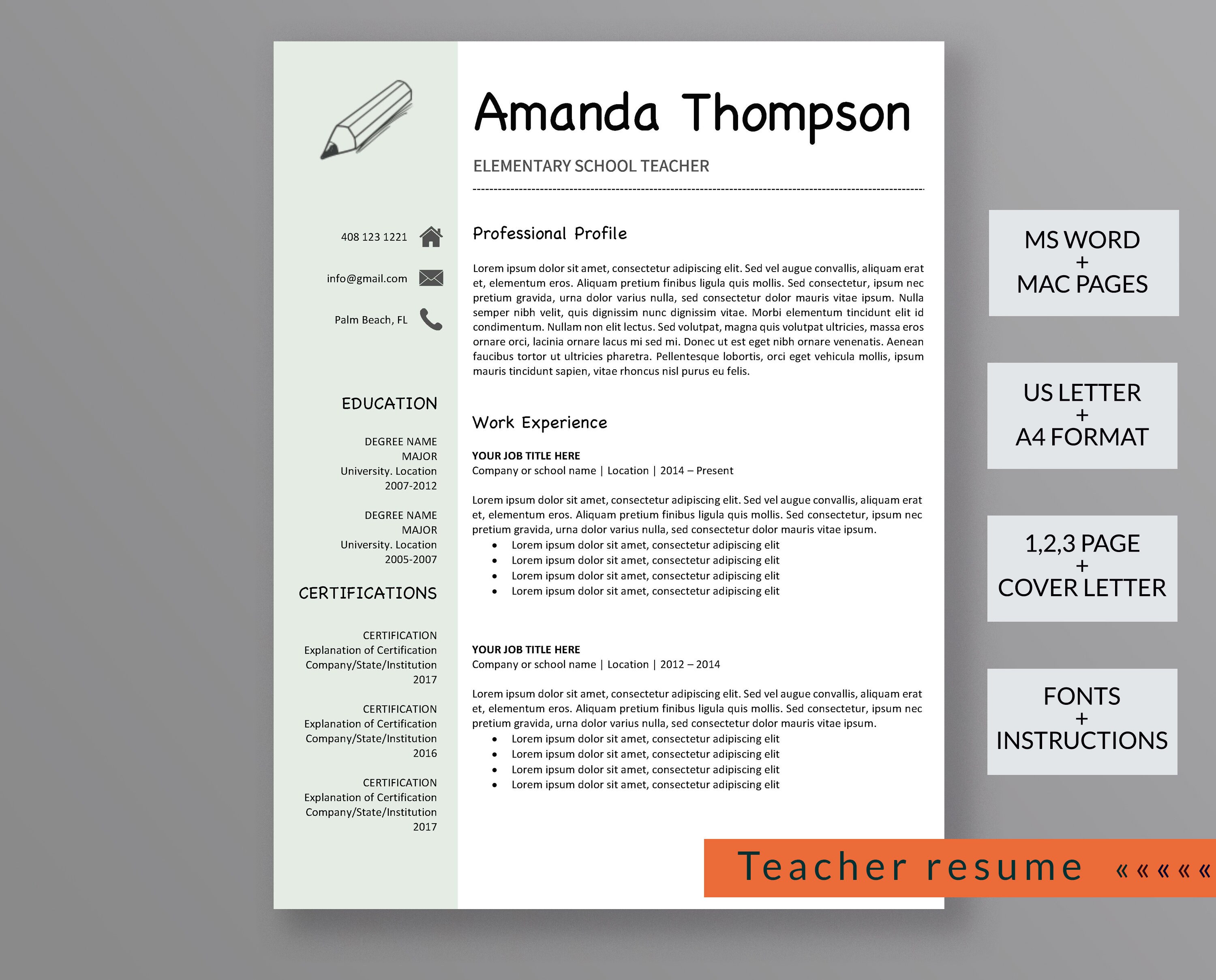 Teacher Resume Template | Modern Resume Template | Professional Resume ...