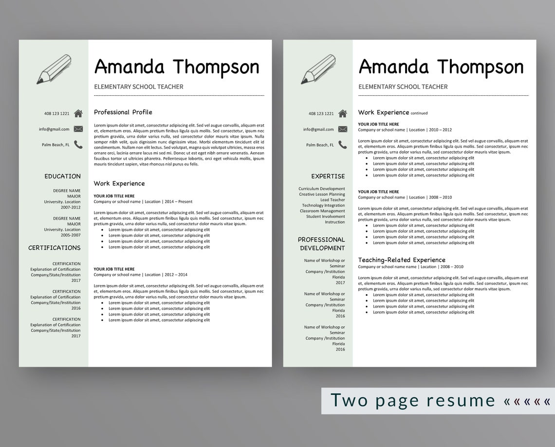 Teacher Resume Template Modern Resume Template Professional Resume ...