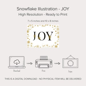 JOY Snowflake Printable, Printable Wall Art, DIY Wall Art, Christmas ...