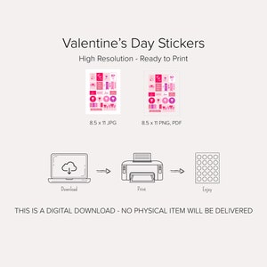 Valentine Stickers, Printable Scrapbook Planner Stickers (digital ...