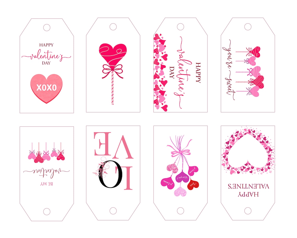 Valentine Gift Tags, Printable Gift Tags, Valentine's Day - Etsy