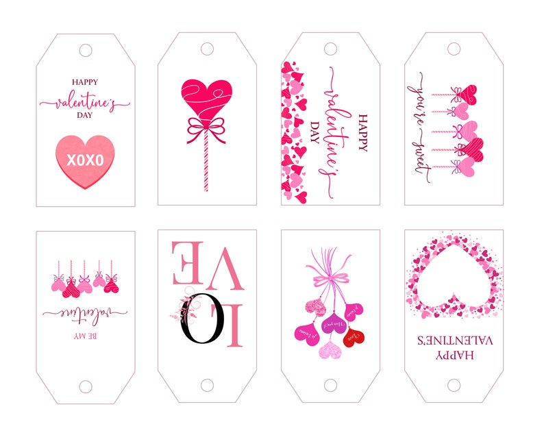 Valentine Gift Tags, Printable Gift Tags, Valentine's Day - Etsy
