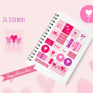 Valentine Stickers, Printable Scrapbook Planner Stickers (digital ...