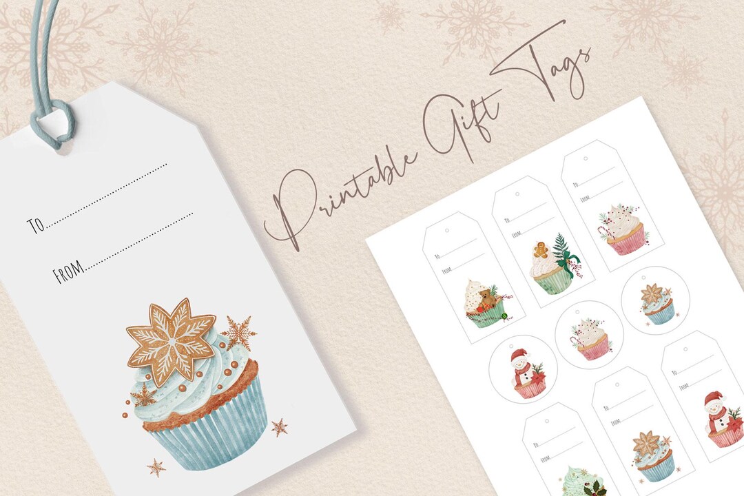 Christmas Cupcakes Gift Tags, Printable Gift Tags, Christmas Gift Tags ...