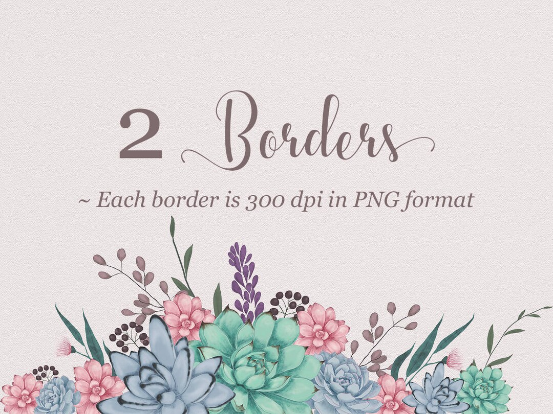 Succulent Borders Clip Art Set, Digital, Printable, Invitations, Thank ...