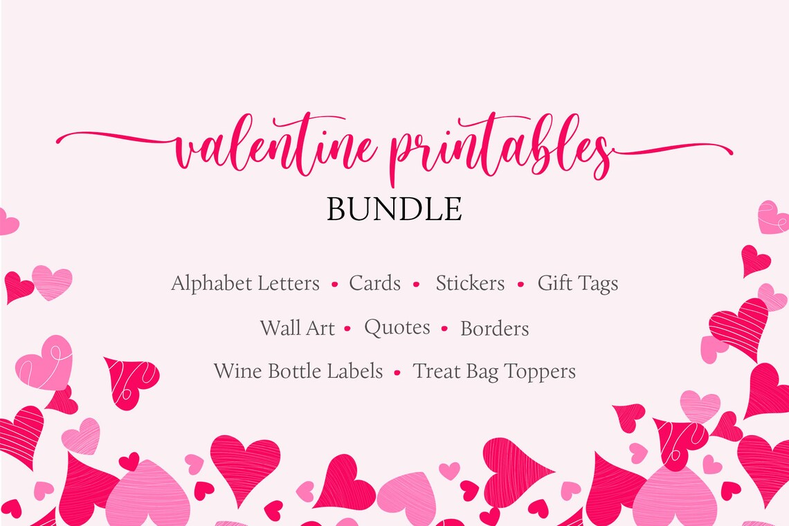 Valentine's Printable Bundle, Valentine's Day Printables, - Etsy