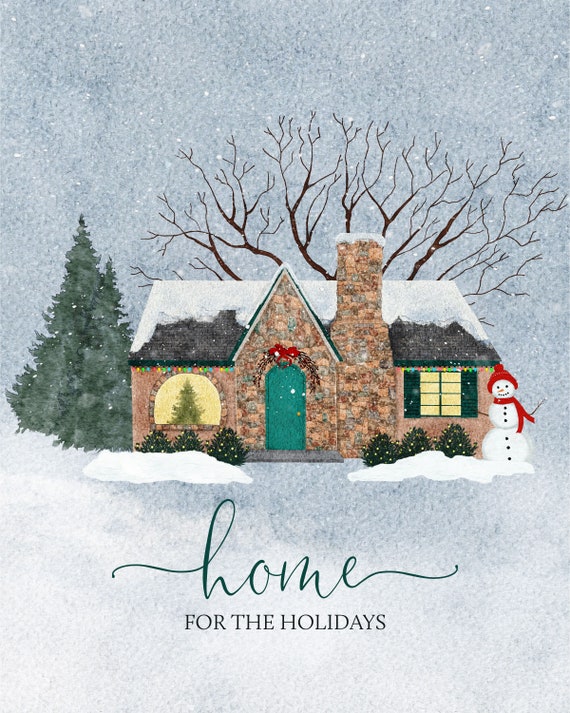 Home for the Holidays Christmas Printable Wall Decor Clipart - Etsy