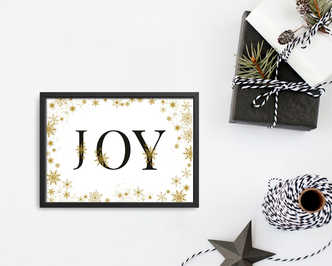 JOY Snowflake Printable, Printable Wall Art, DIY Wall Art, Christmas ...