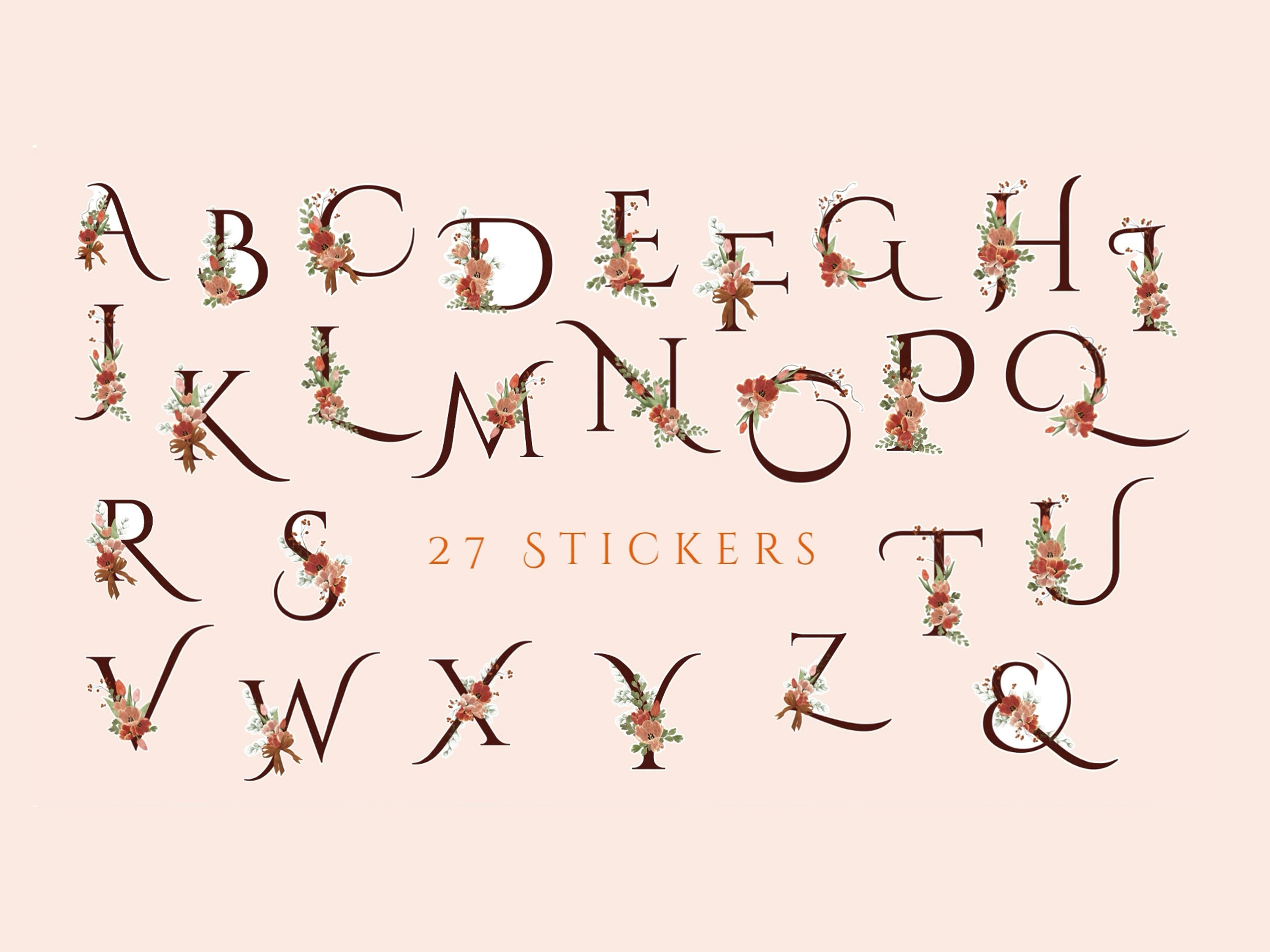 Digital Alphabet Stickers, Printable Stickers, Print and Cut Stickers ...
