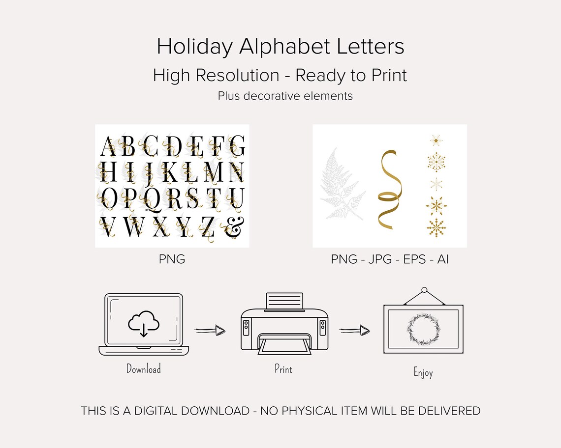 Holiday Snowflake Alphabet Letters, PNG Clipart (digital Download) - Etsy