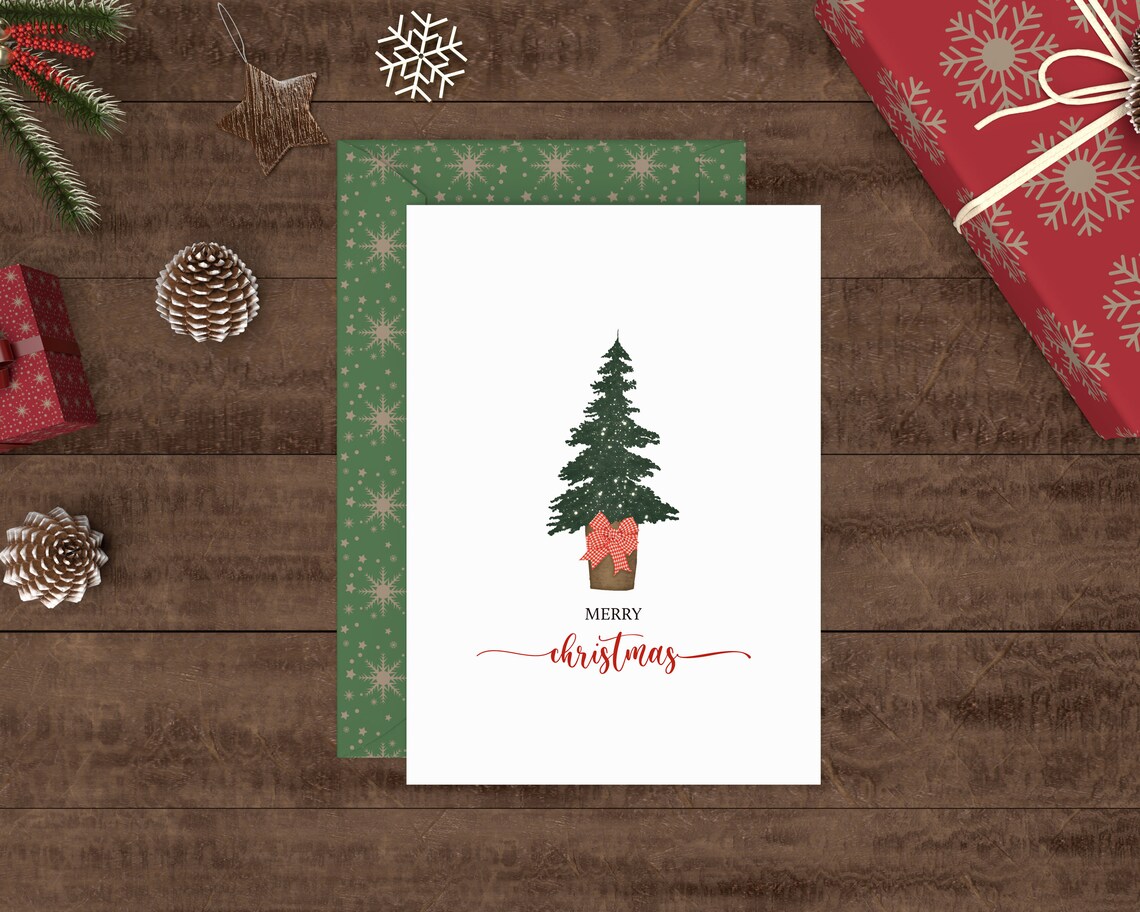 Merry Christmas Tree Illustration, Christmas Printable, Christmas Wall ...