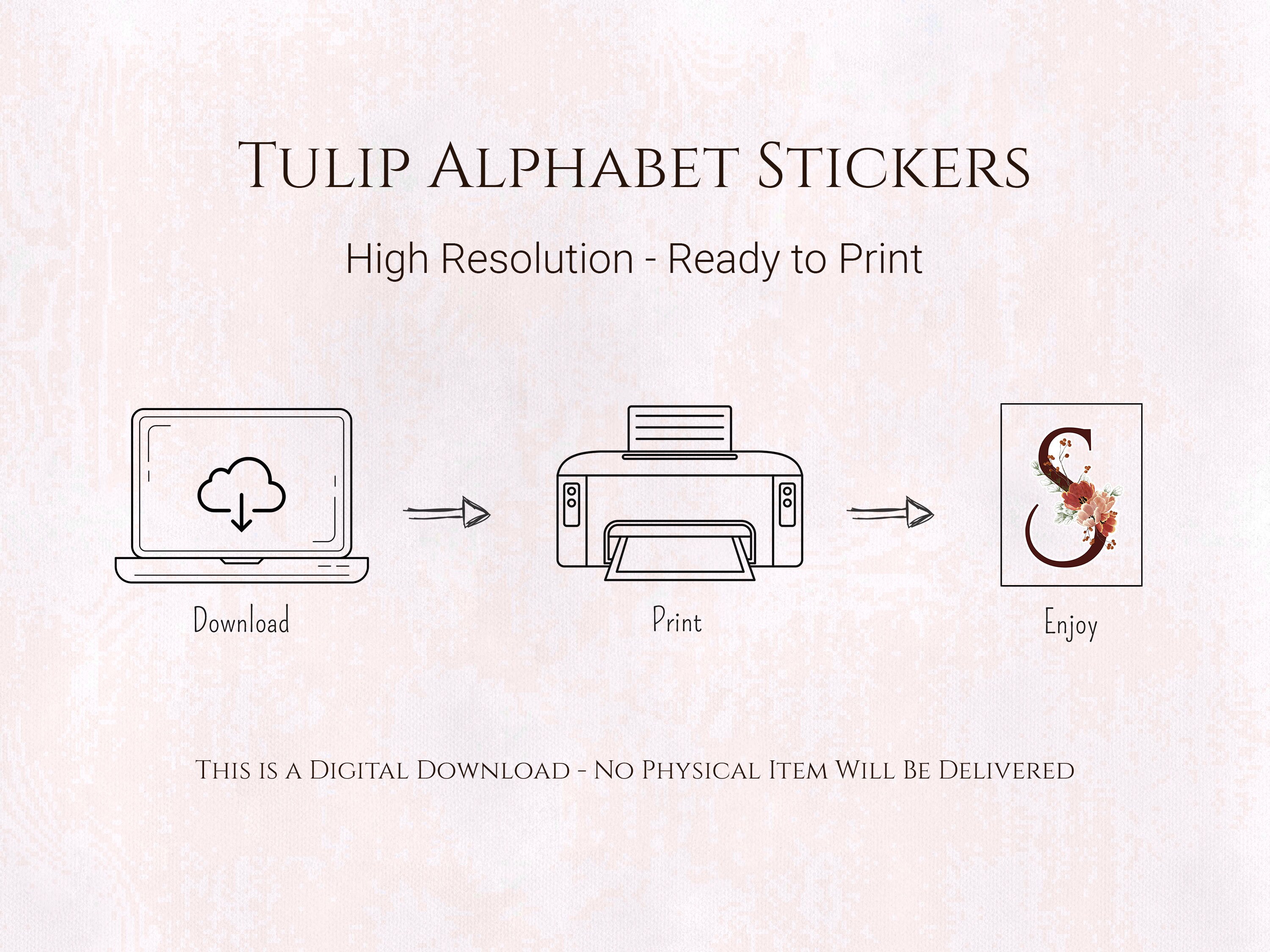 Digital Alphabet Stickers, Printable Stickers, Print and Cut Stickers ...