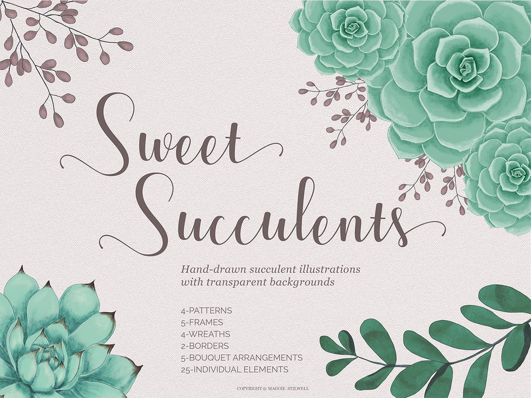 Succulent Design Set, Digital, Printable, Invitations, Thank You Cards ...
