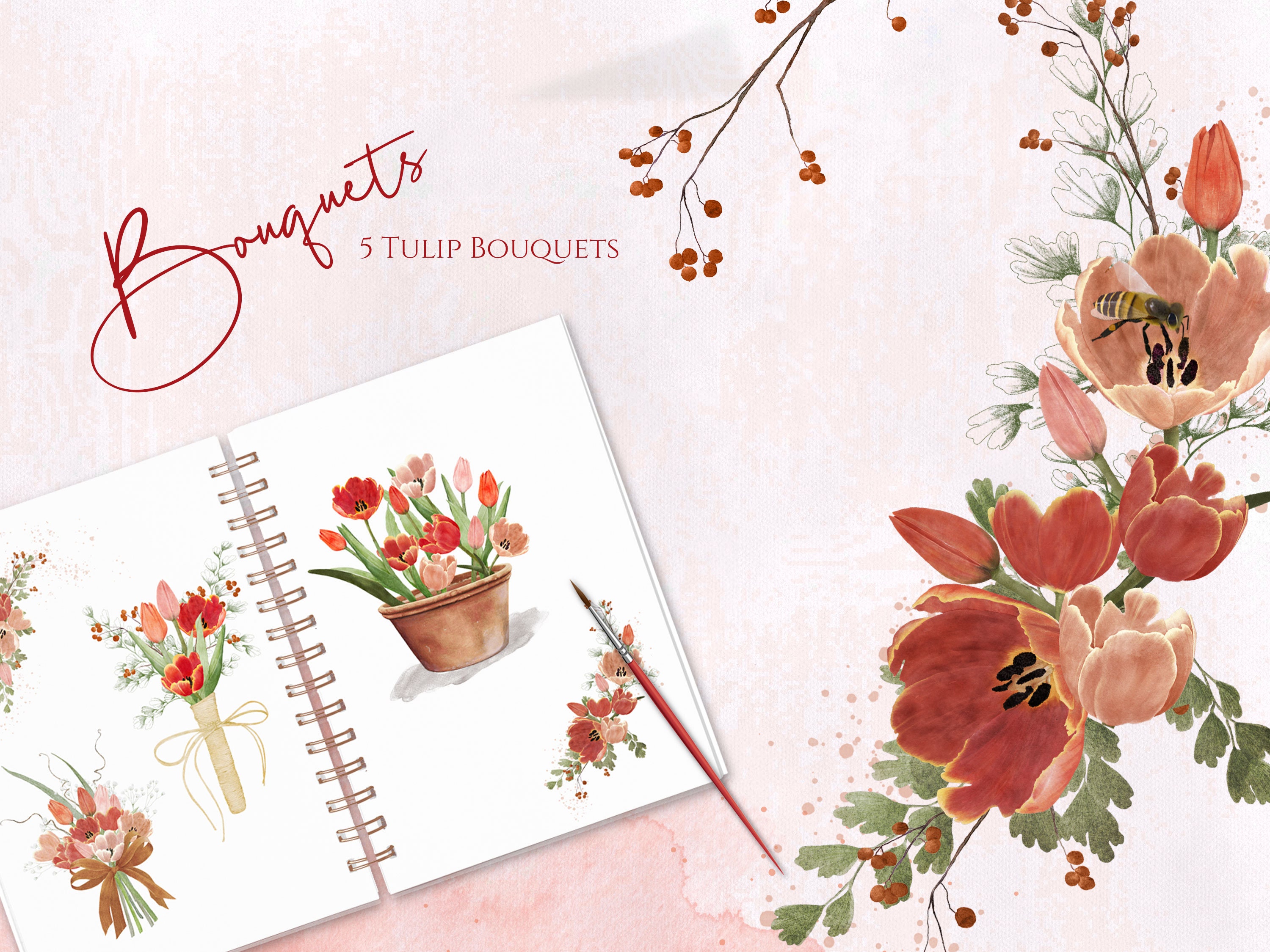 Tulip Clipart, Watercolortulip Clipart, Floral Clipart, Spring Clipart ...