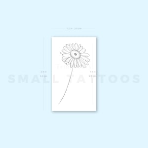 Fine Line Daisy Temporary Tattoo (set of 3) - Etsy