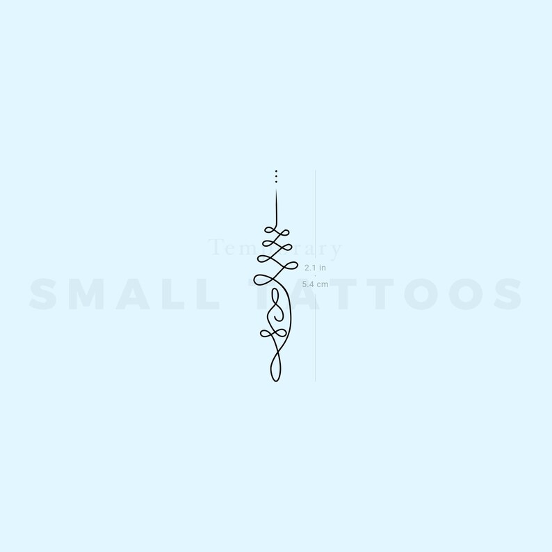 Fine Line Meditation Unalome Temporary Tattoo set of 3 - Etsy