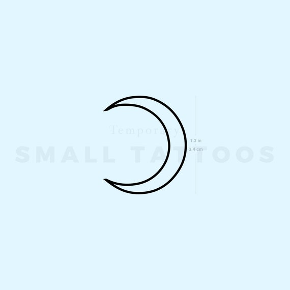 Fine Line Crescent Moon Temporary Tattoo set of 3 - Etsy
