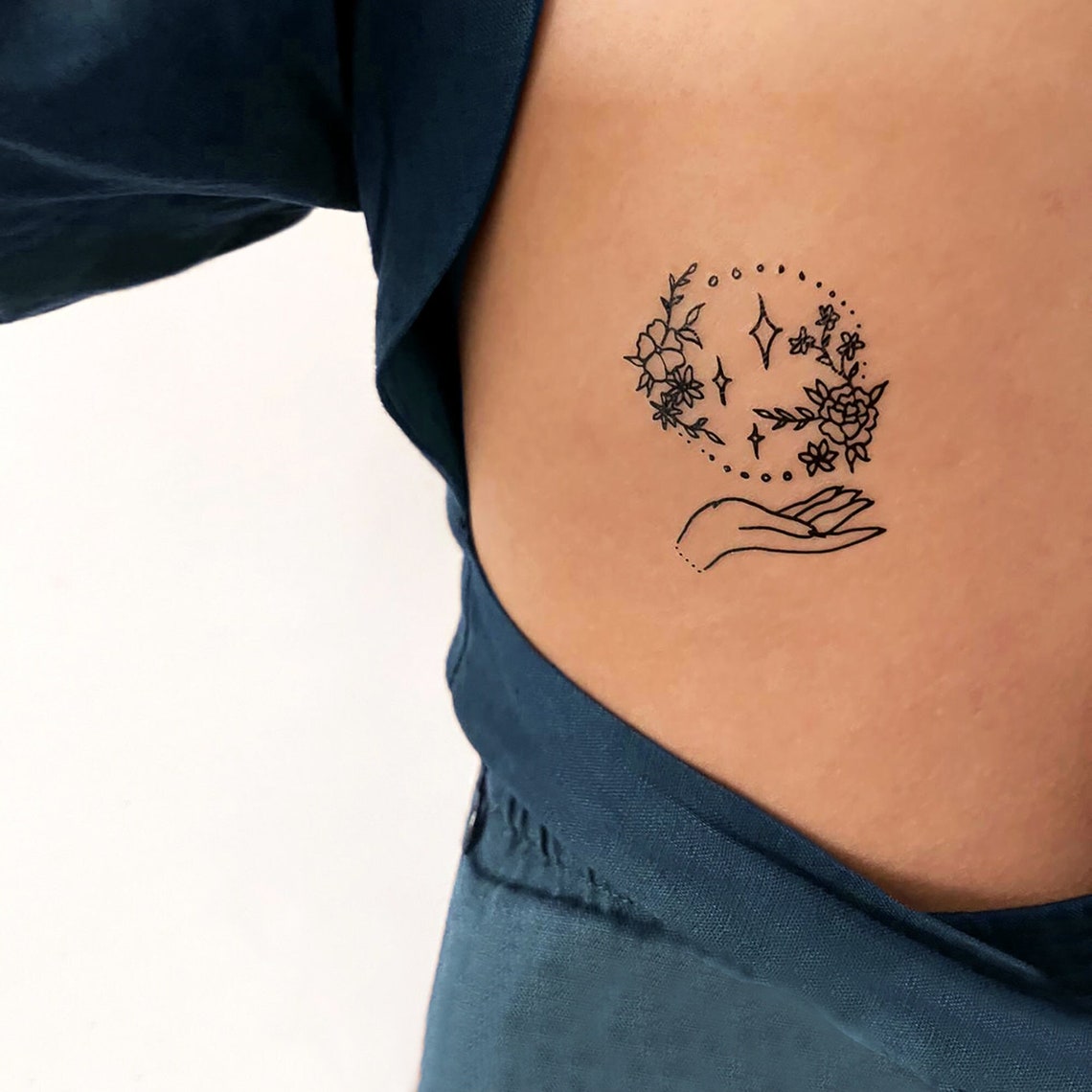 Flower Hand Temporary Tattoo set of 3 - Etsy