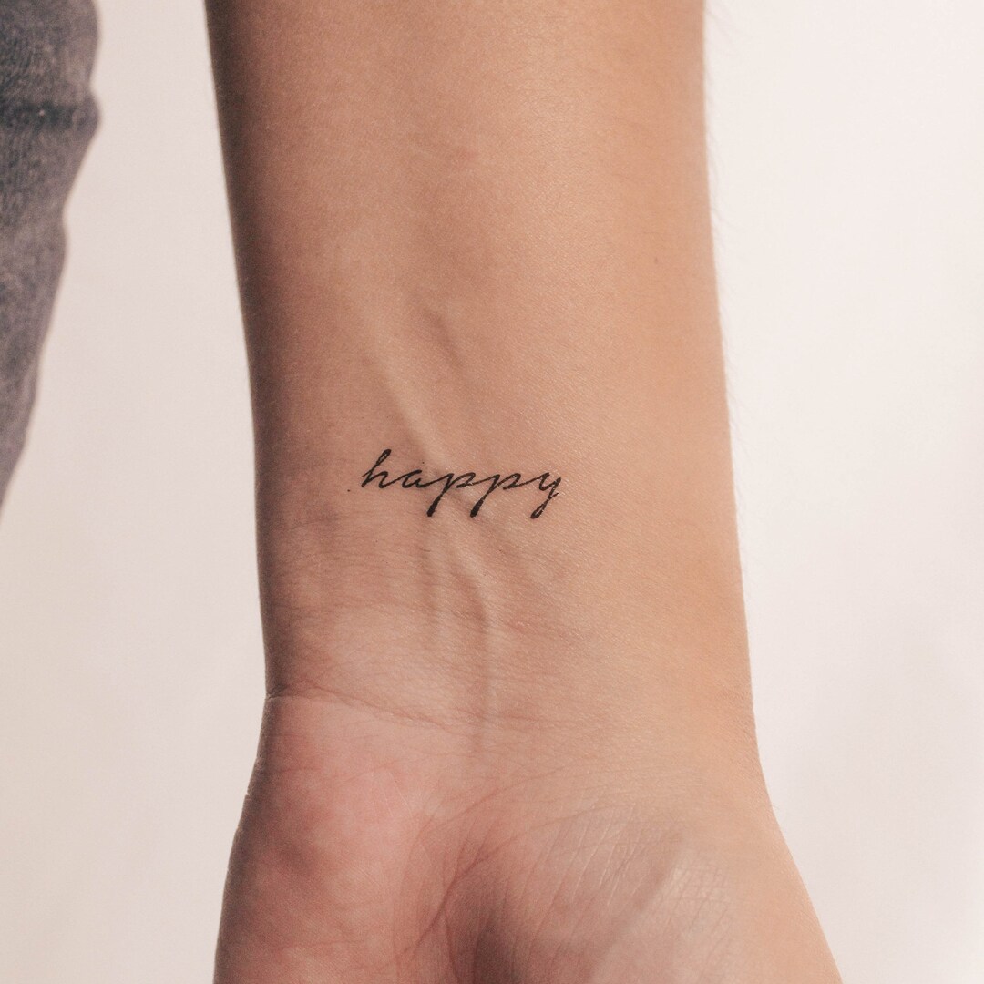Happy Temporary Tattoo (set of 3) - Etsy