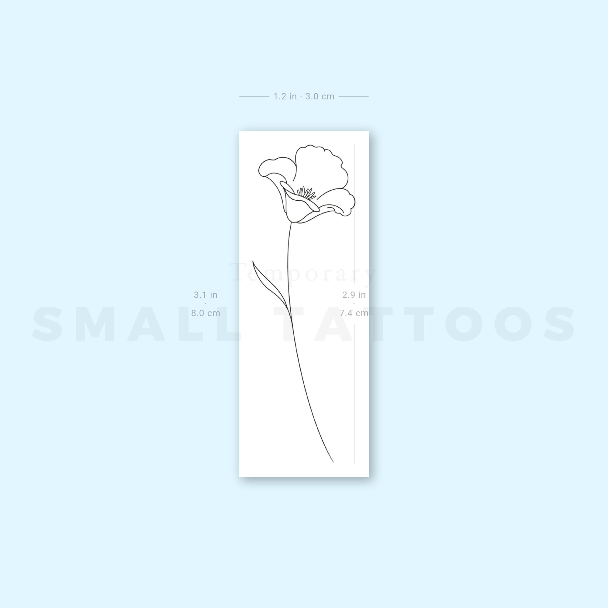 Fine Line Poppy Temporary Tattoo by Jakenowicz set of 3 - Etsy