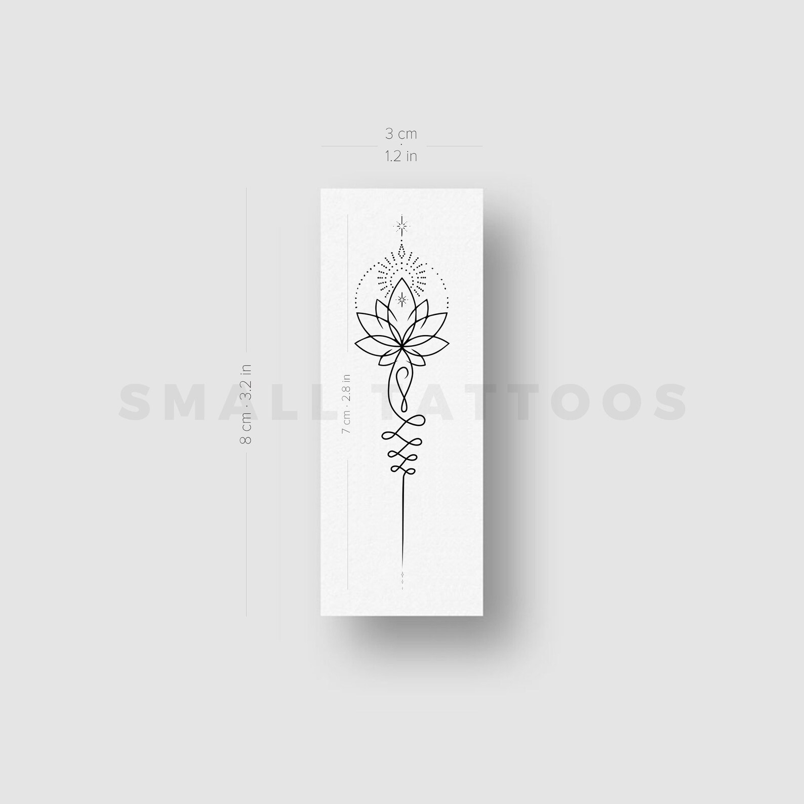 Fine Line Unalome Lotus Temporary Tattoo (set of 3) - Etsy