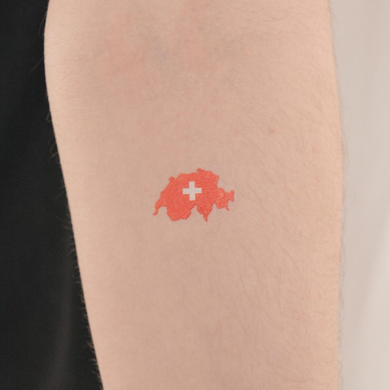 Switzerland Flag Map Temporary Tattoo (set of 3) - Etsy