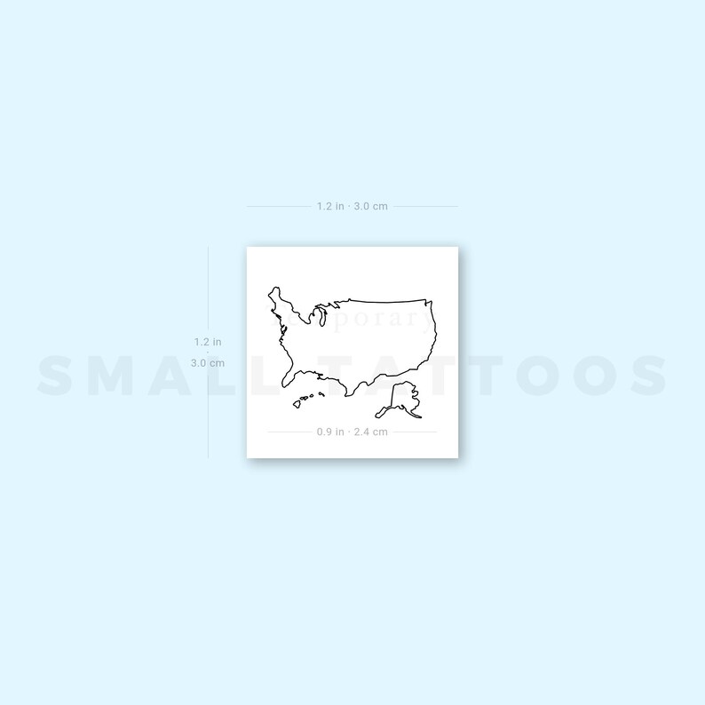 United States Map Temporary Tattoo (set of 3) - Etsy