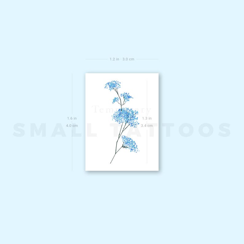 Small Blue Baby's Breath Temporary Tattoo (set of 3) - Etsy