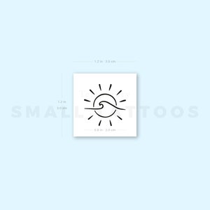 Fine Line Sun and Wave Temporary Tattoo (set of 3) - Etsy