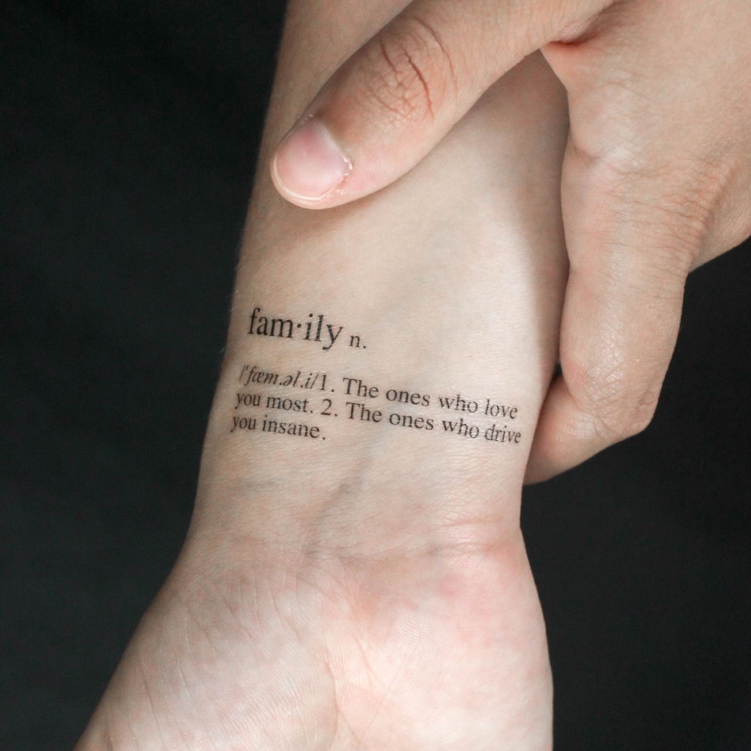 Family Definition Temporary Tattoo (set of 3) - Etsy