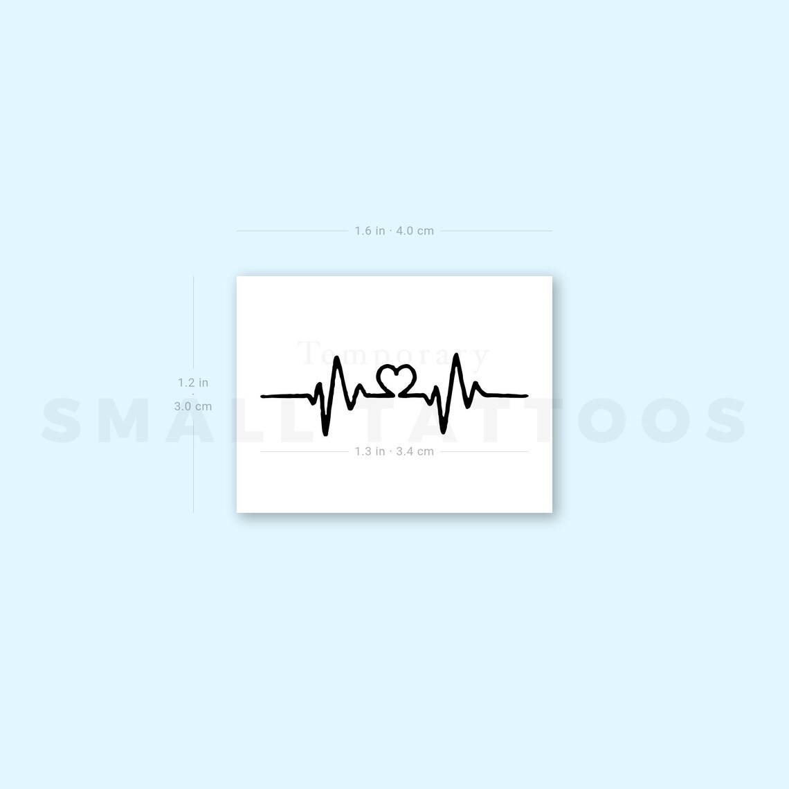 Small Heartbeat Heart Temporary Tattoo (set of 3) - Etsy