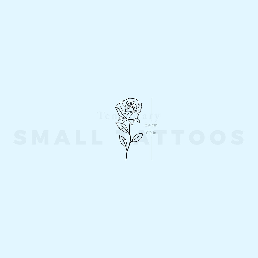 Small Fine Line Rose Temporary Tattoo set of 3 - Etsy
