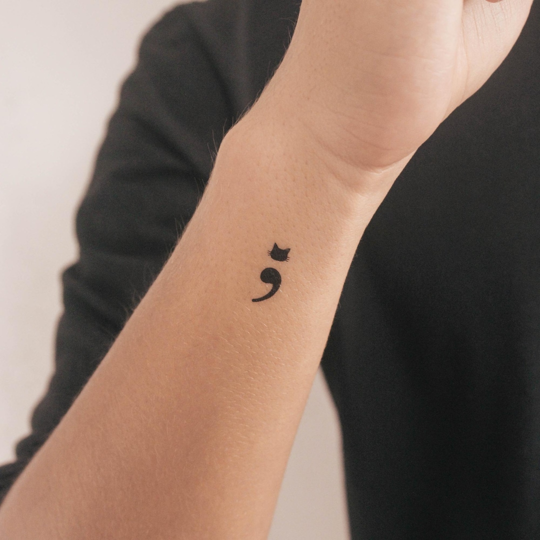 Semicolon Cat Temporary Tattoo (set of 3) - Etsy
