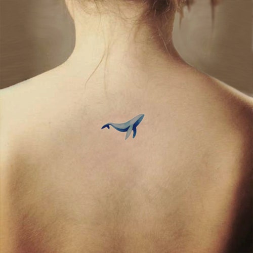 Fine Line Whale Temporary Tattoo set of 3 - Etsy