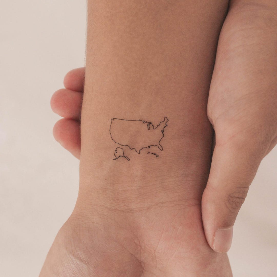 United States Map Temporary Tattoo (set of 3) - Etsy