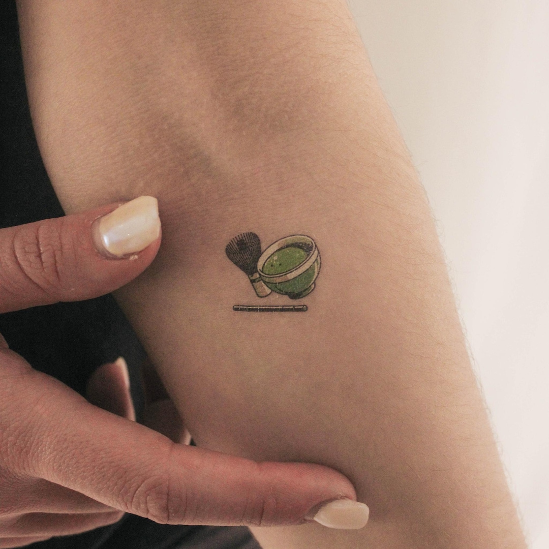 Tea Matcha Temporary Tattoo set of 3 - Etsy