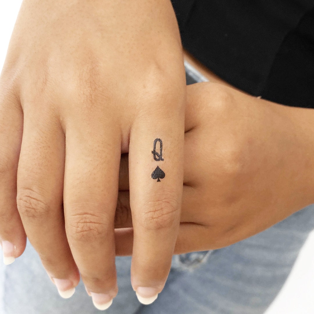 Queen Of Spades Temporary Tattoo Set Of 3 Etsy