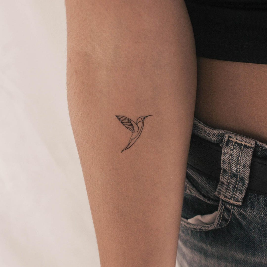 Fine Line Hummingbird Temporary Tattoo (set of 3) - Etsy
