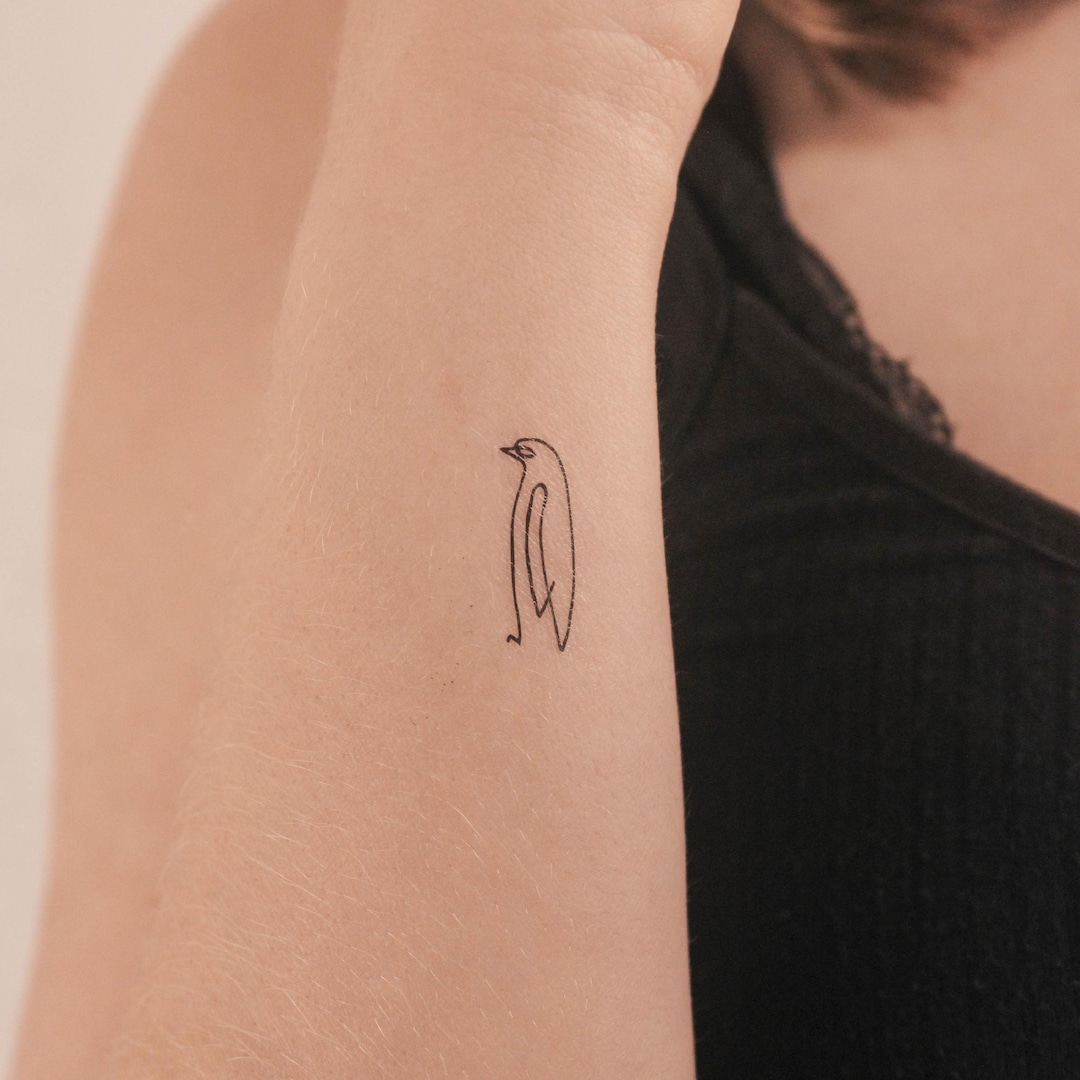 Single Line Penguin Temporary Tattoo (set of 3) - Etsy